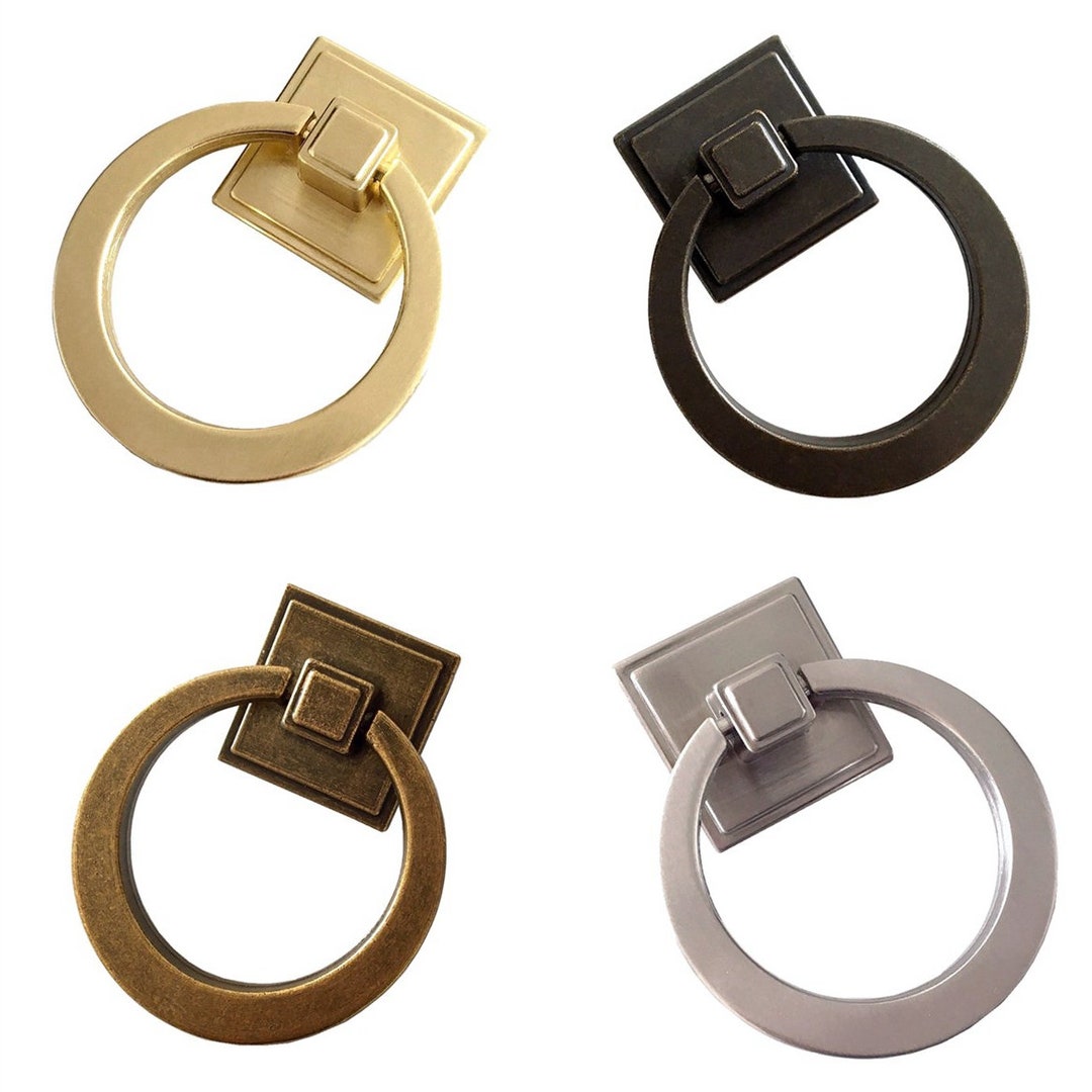 Dia 2.1 Large Circular Drop Ring Drawer Pulls Brushed Gold Nickel Black ...