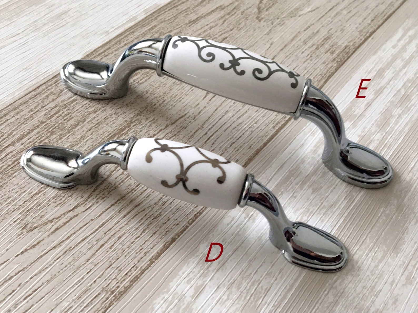 White Silver Cabinet Knobs Pulls Handles Drawer Pull Handles - Etsy