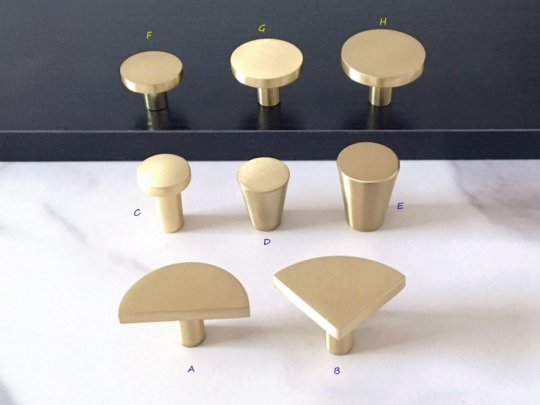 Circle Knob Gold Knobs Brushed Gold Drawer Pulls Half Moon - Etsy