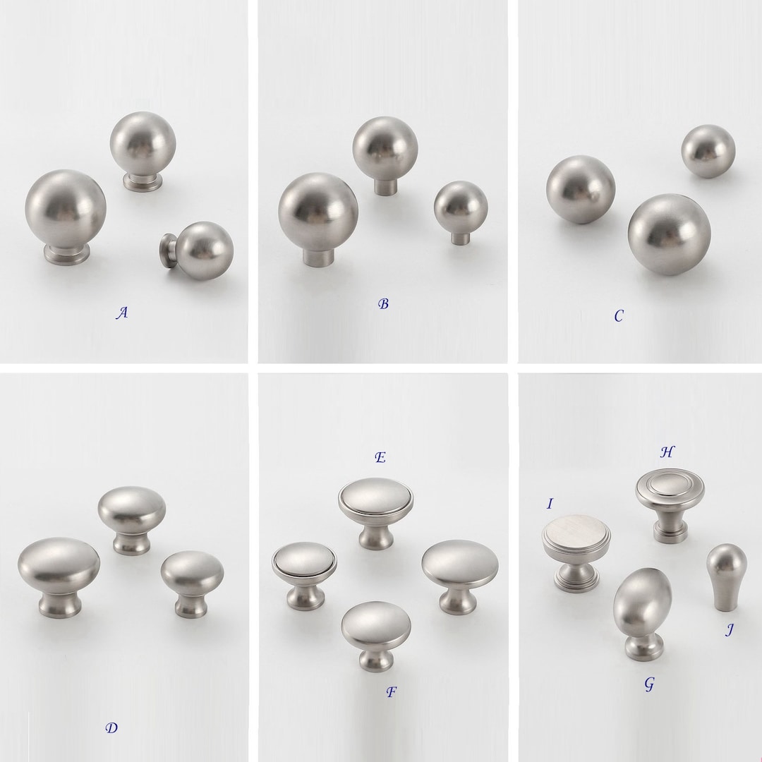 Modern Brushed Nickel Steel Cabinet Ball Knobs Silver Sphere Drawer ...