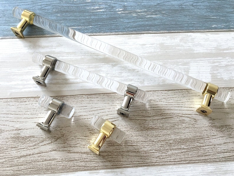 Acrylic Cabinet Pull Handle Glass Look Lucite Drawer Pull | Etsy