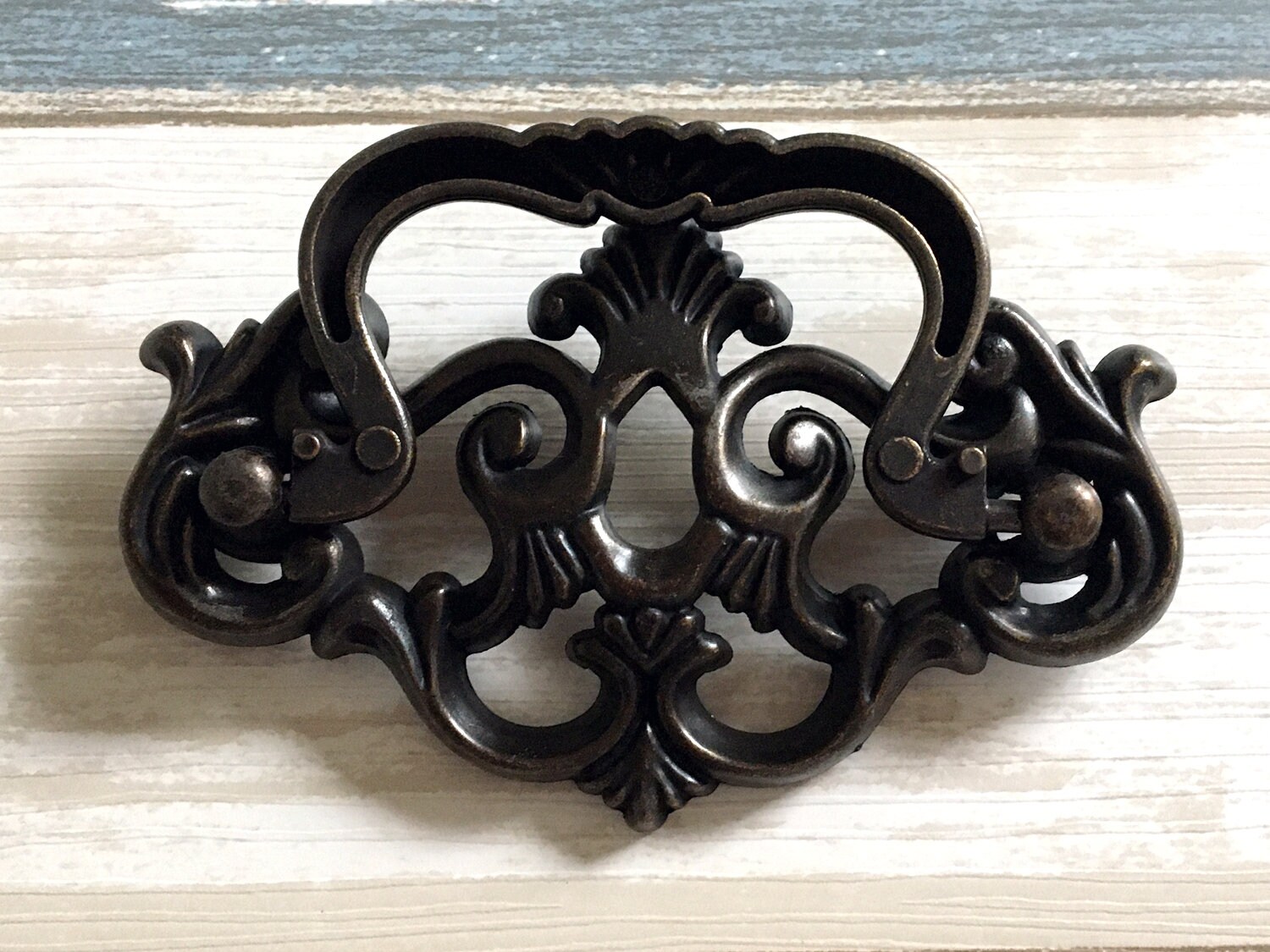 3 Vintage Style Bail Drawer Pulls Handle Dark Antique | Etsy