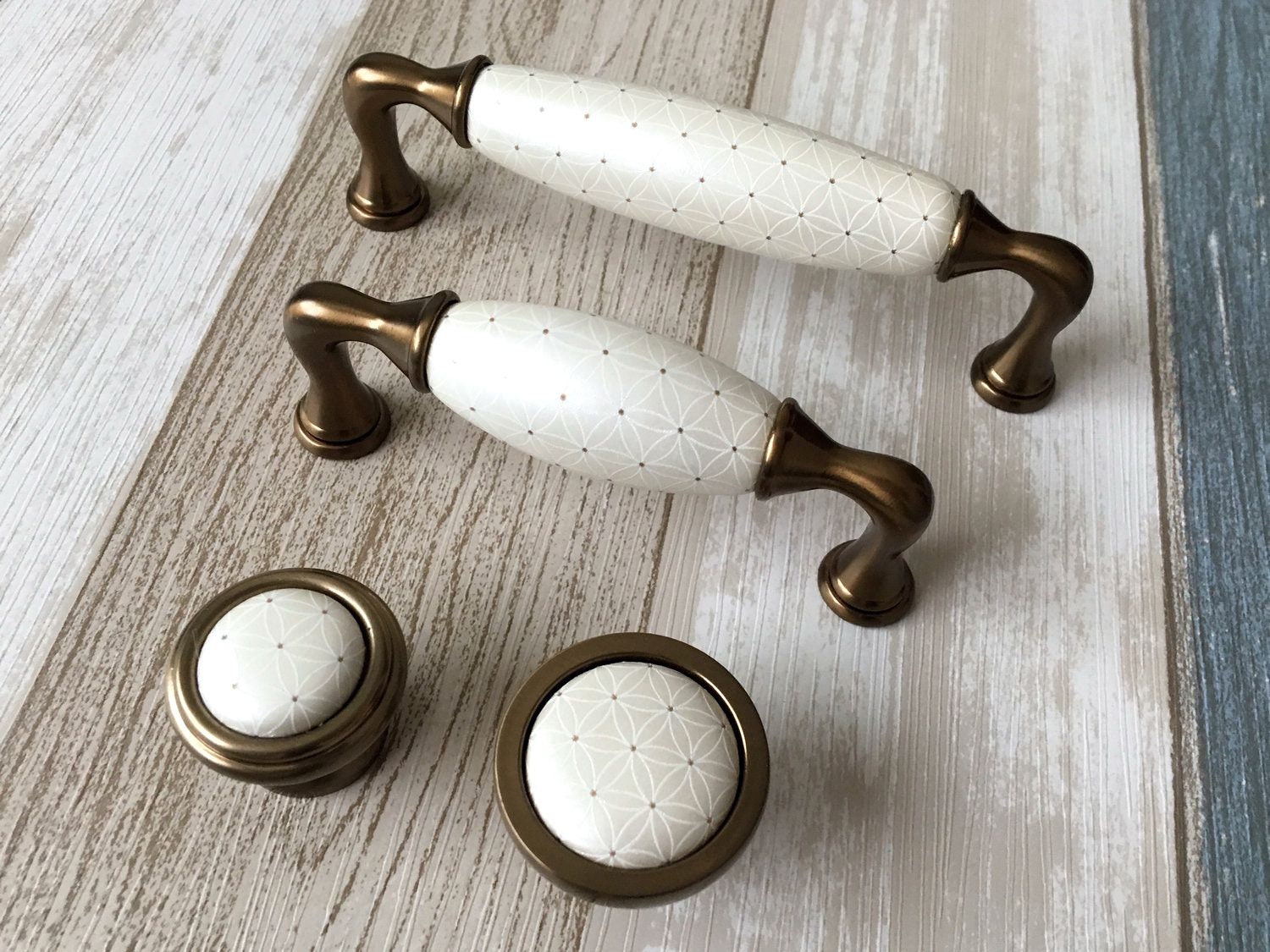 3.75 5 Cream Cabinet Pull Handles Drawer Pulls | Etsy