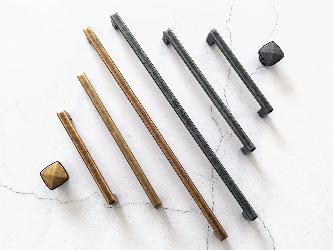 Slim Square Cabinet Handles Antique Bronze Pewter Rustic Closet Pulls ...