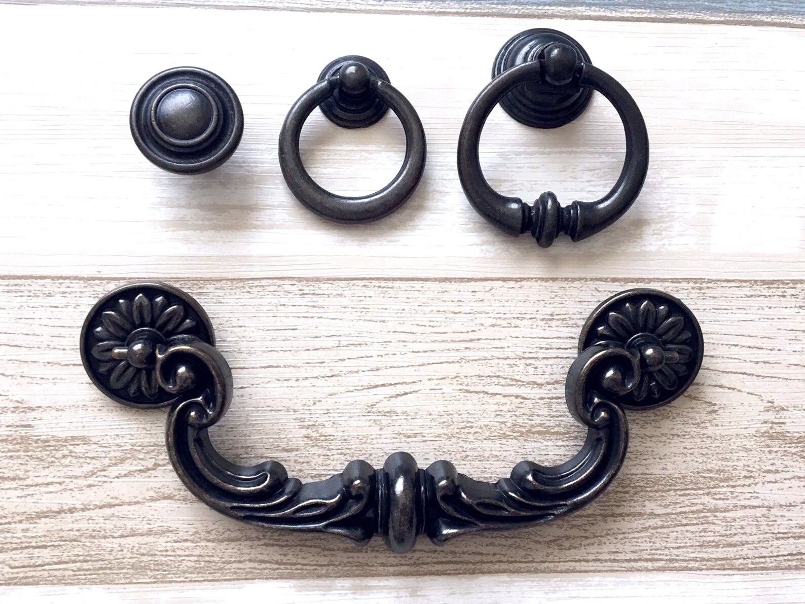 6 Vintage Style Bail Drawer Pull Handle Dark Antique - Etsy