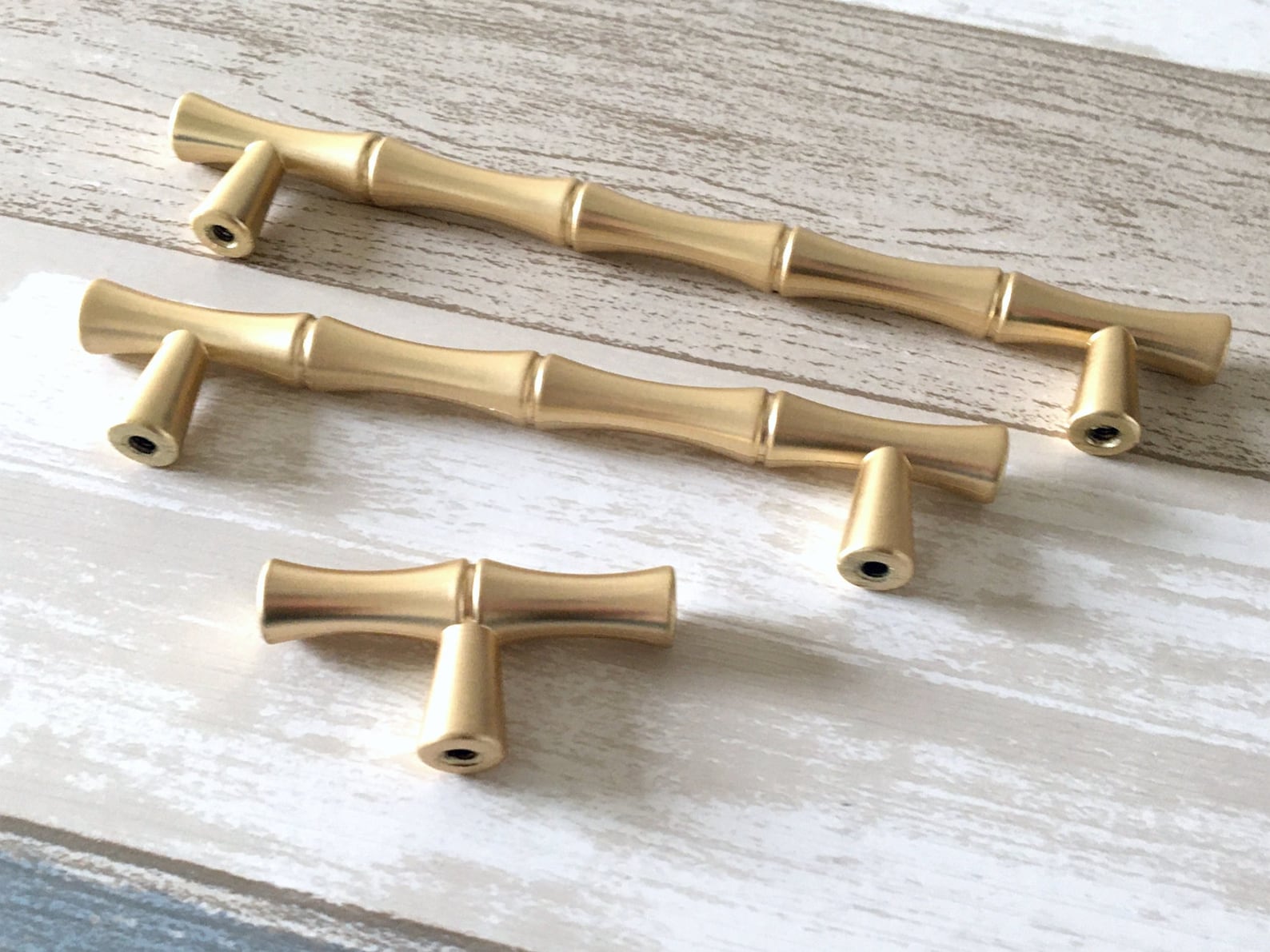 3.75 5 C-C Gold Bamboo Drawer Pull Handles Cabinet | Etsy