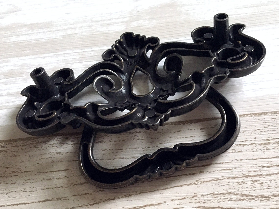 3 Vintage Style Bail Drawer Pulls Handle Dark Antique | Etsy