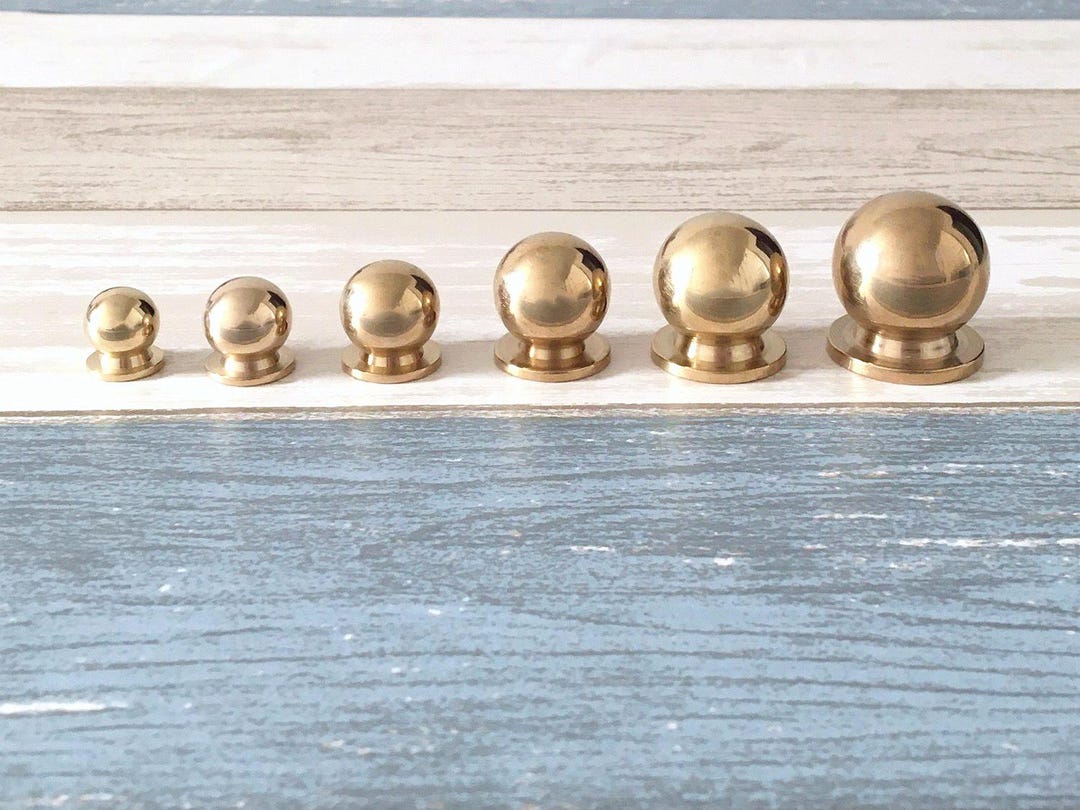 Brass Knob Unlaquered Brass Drawer Knobs Pull Brass Cabinet Knob Sphere Ball Pulls Dresser Knobs ...