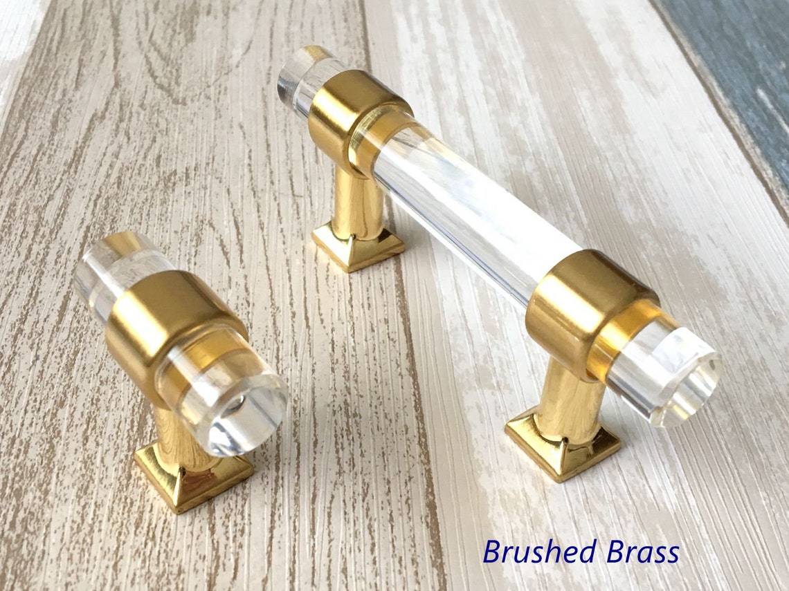 2 Acrylic Drawer Pull Cabinet Pulls Handle Glass Crystal Look | Etsy