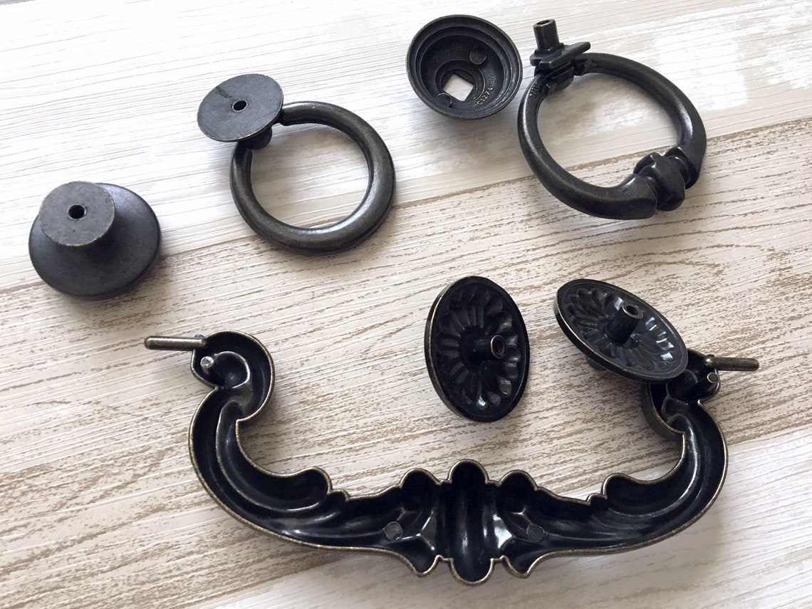 6 Vintage Style Bail Drawer Pull Handle Dark Antique | Etsy