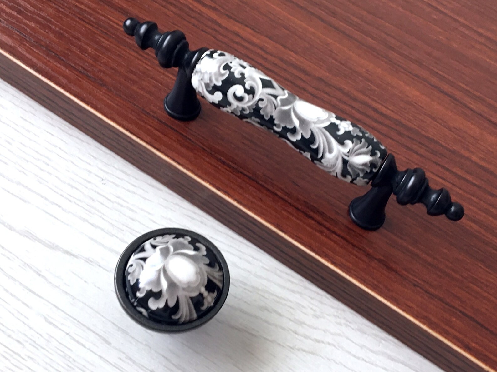 3 Ceramic Cabinet Pull Handles Blossom Drawer Pulls - Etsy