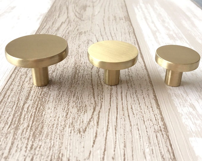 Circle Knob Brushed Gold Knobs Drawer Pulls Drawer Knob Cabinet Knob ...