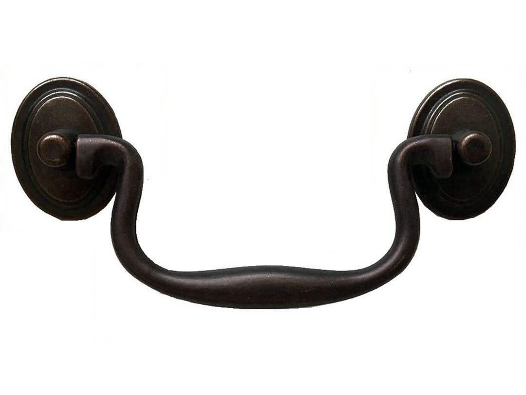3.5" 4" Vintage Style Bail Drawer Pulls Handle Dark Antique Brass Drop ...