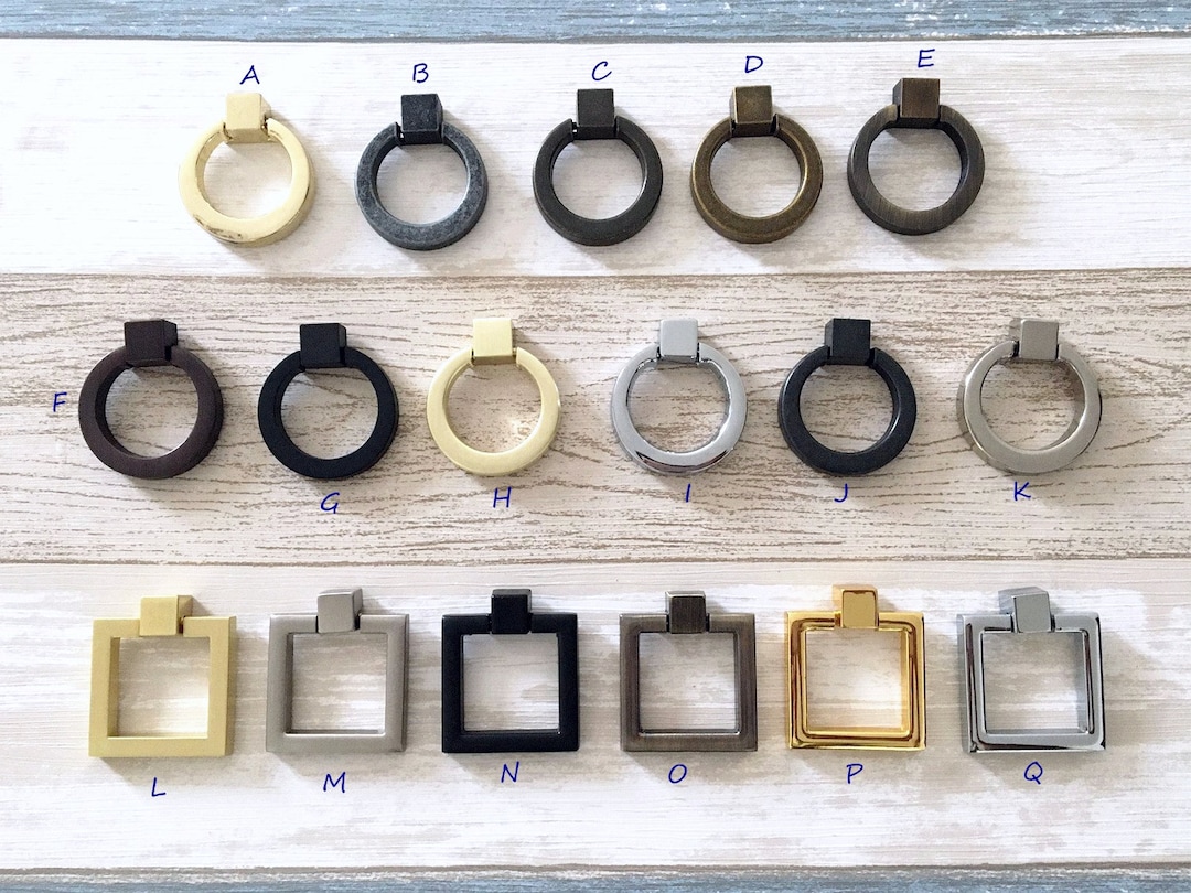 Drawer Pull Square Cabinet Pull Gold Drop Ring Knob Drawer Knob Cabinet ...