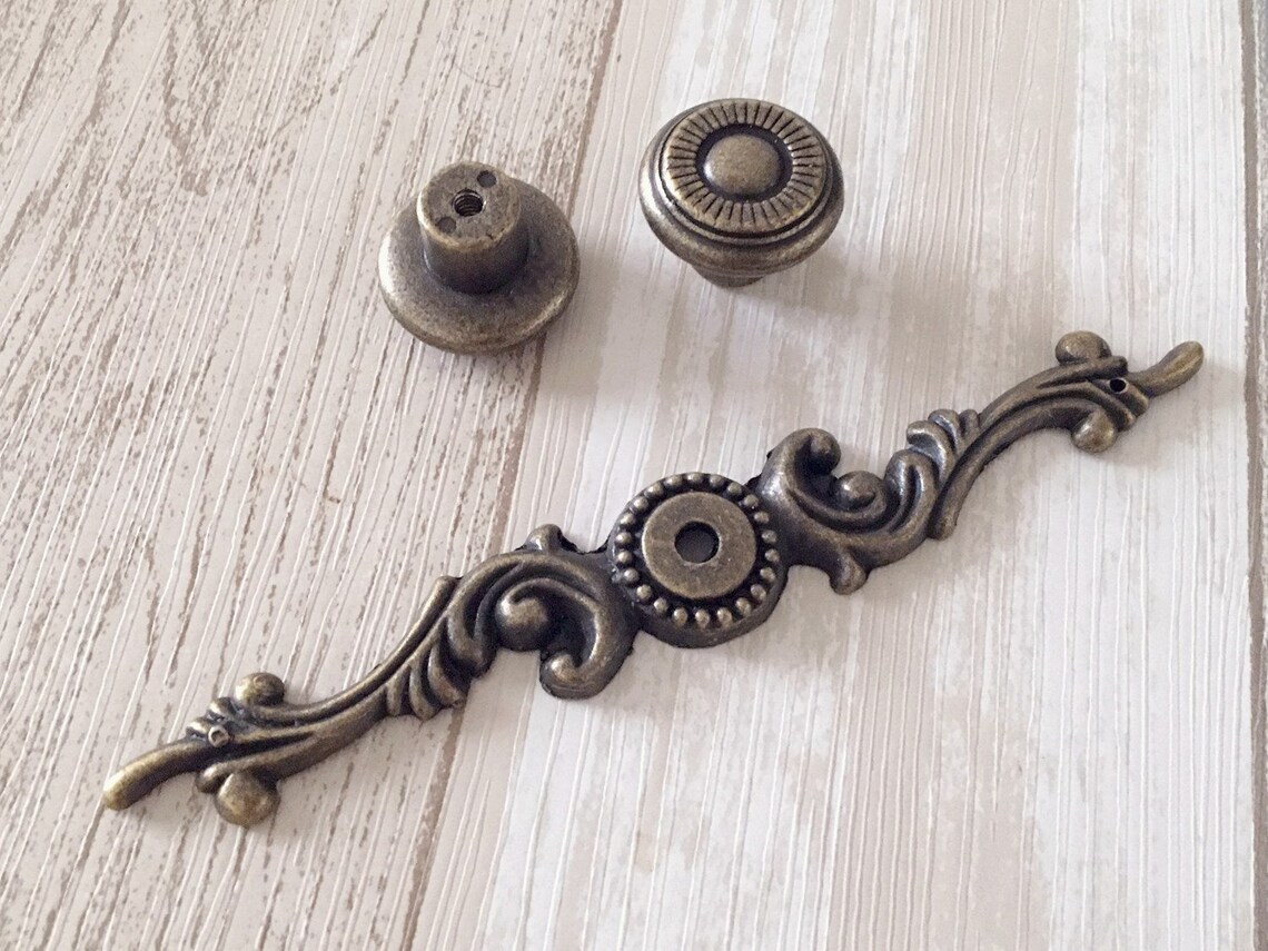 Vintage Look Drawer Pull Knob Back Plate Drawer Pulls - Etsy