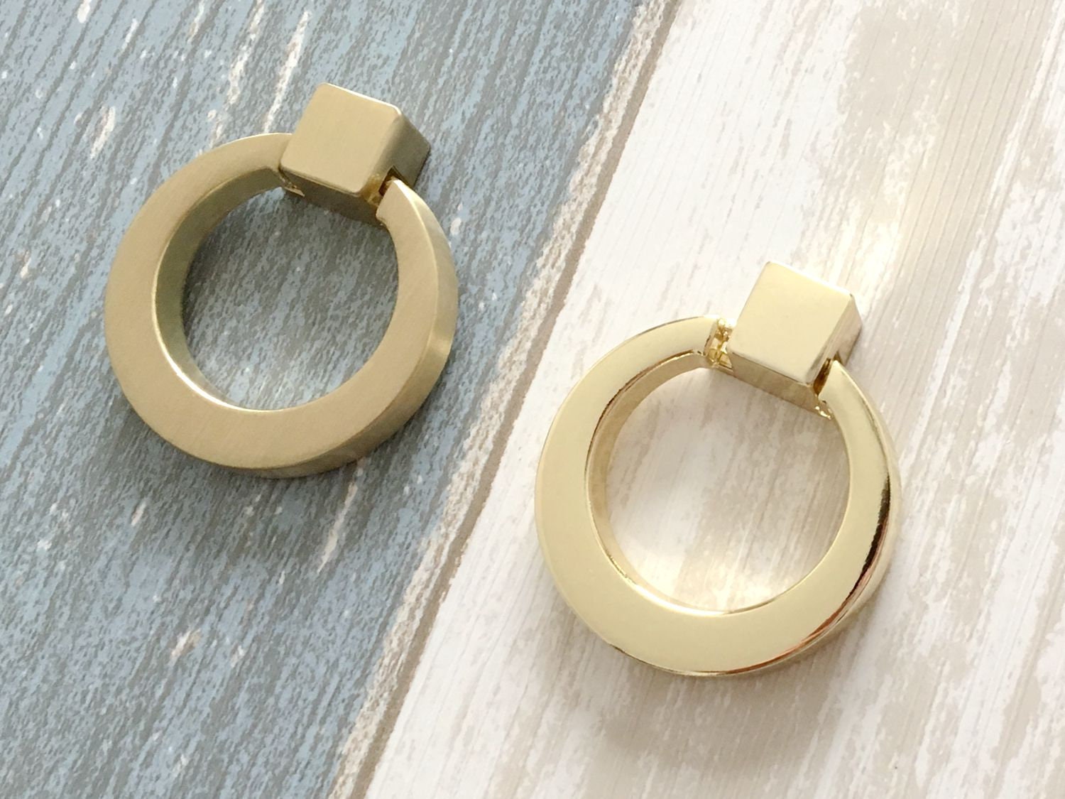Gold Ring Pull Cabinet Pull Brushed Gold Drop Ring Drawer Knob | Etsy
