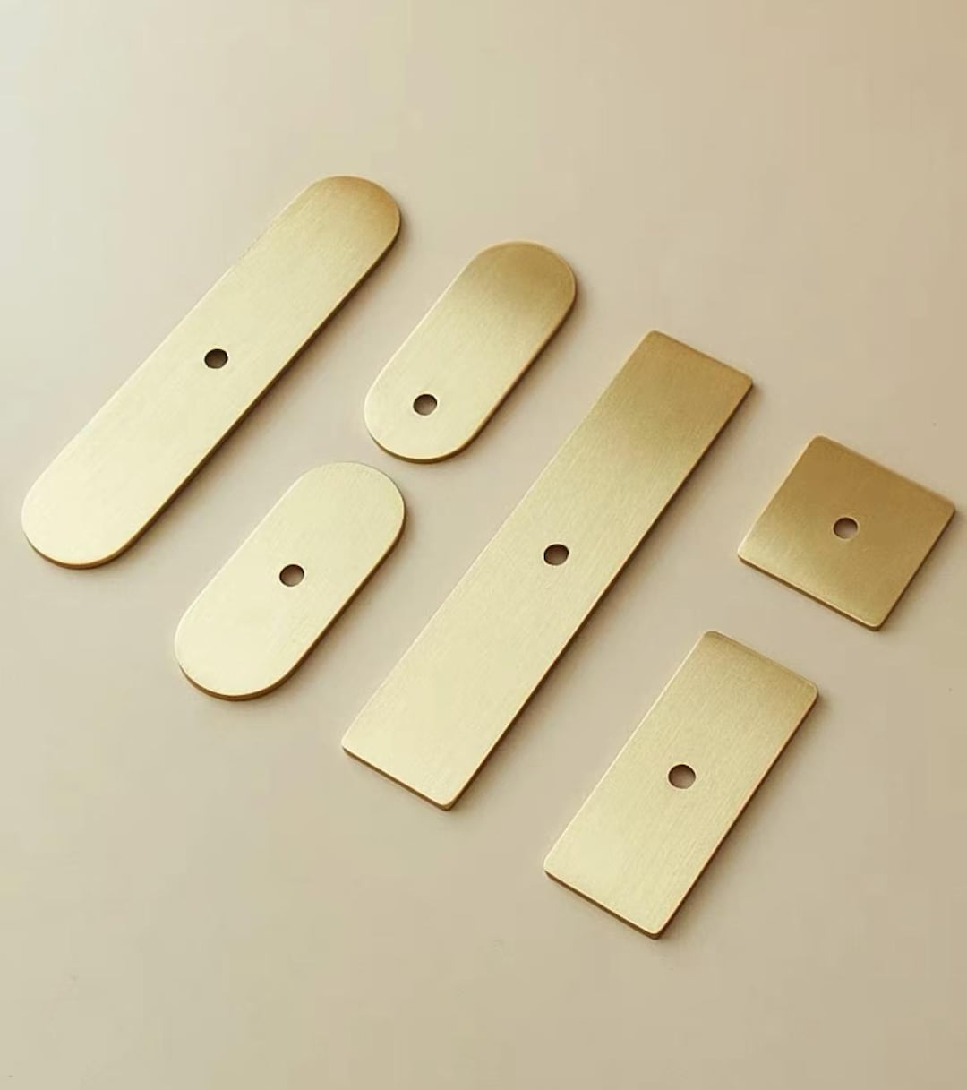 Solid Brass Cabinet Knob Backplates Modern Brushed Gold Back Plate for ...