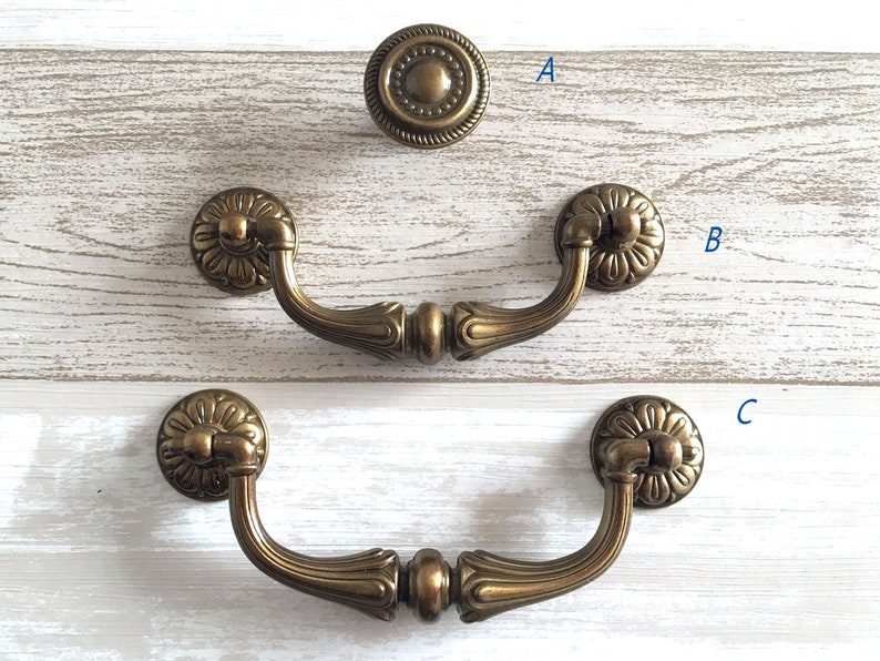3 75 4 5 Antique Brass Drawer Pulls Handle Bail Etsy
