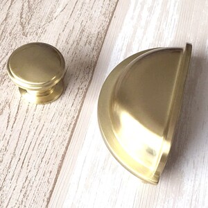 3 C-C Brushed Gold Cup Pull Handle Gold Drawer Pull Handles Cabinet ...