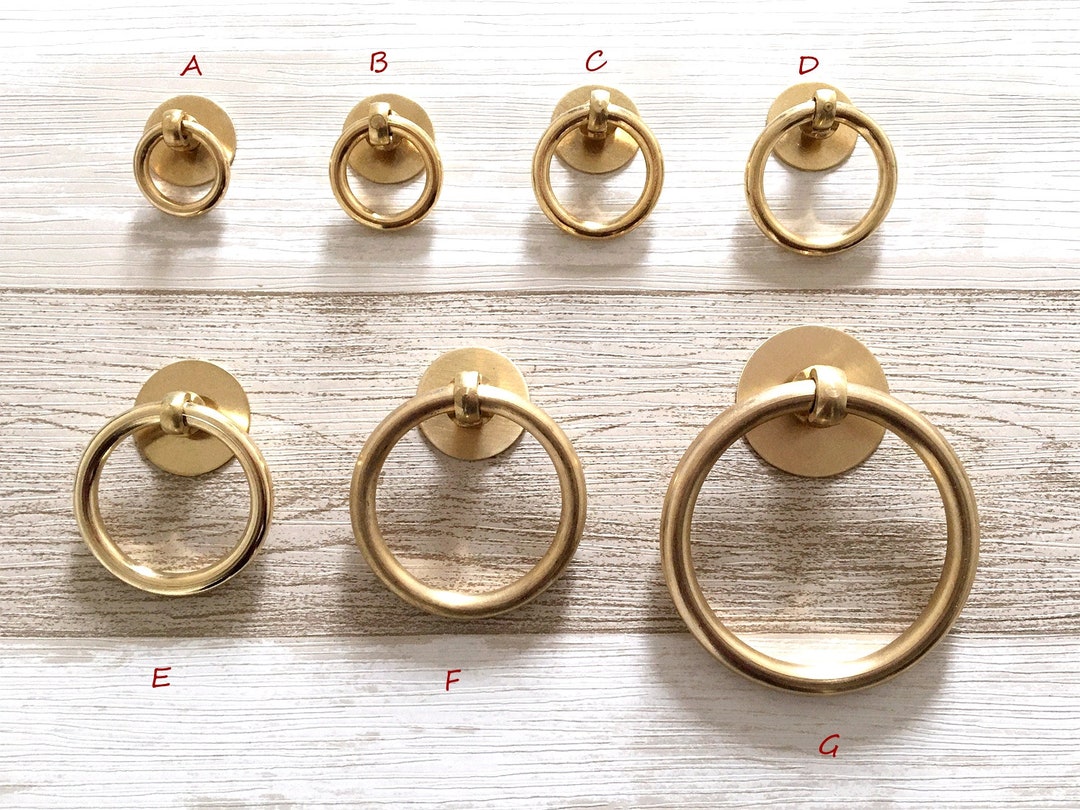 Brass Drawer Pull Brass Ring Knob Unlaquered Cabinet Knob Pulls Dresser ...