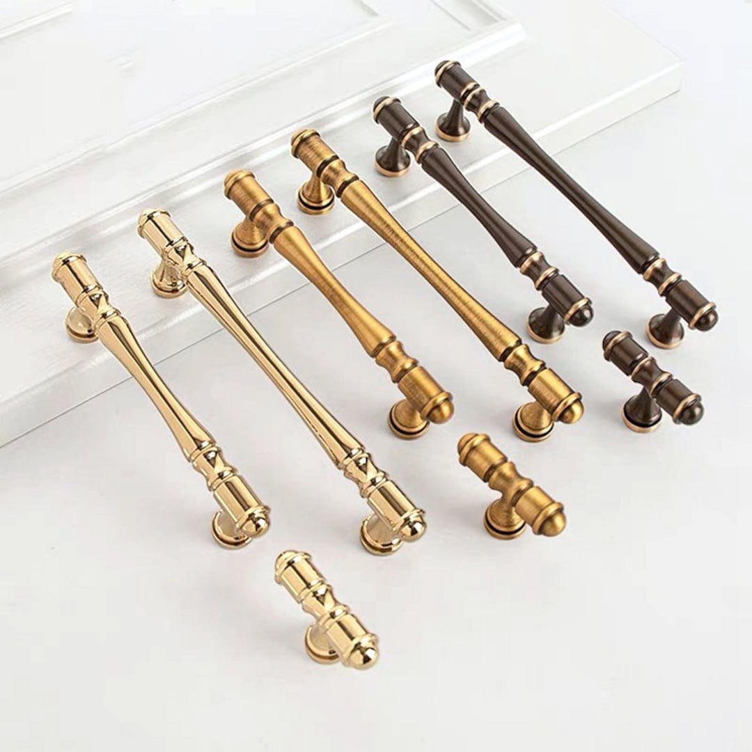 Classic Brass Cabinet Handles Dresser Drawer Knobs Wardrobe Pulls ...