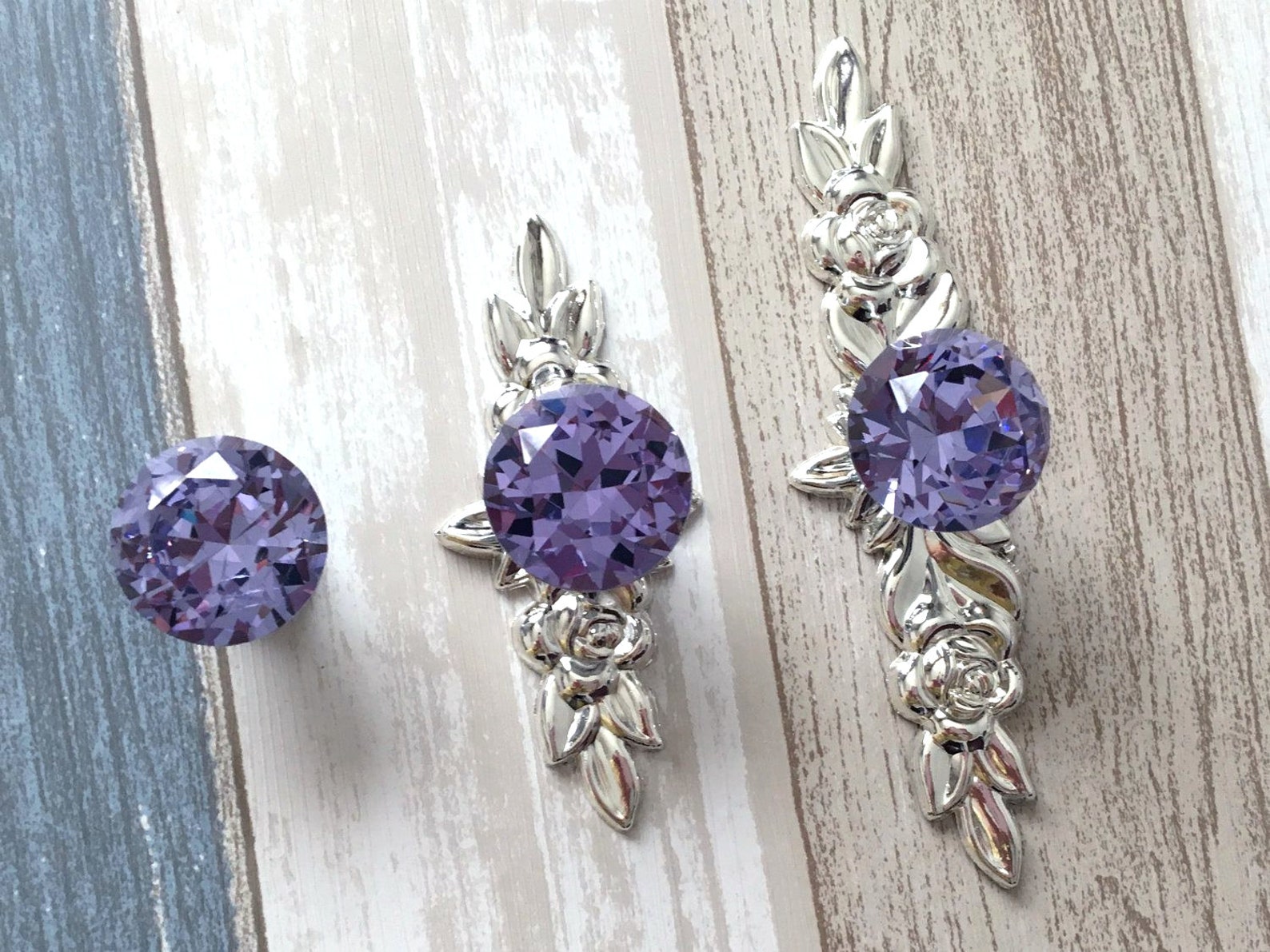 Purple Knob Glass Drawer Pull Crystal Handle Pull Knobs | Etsy