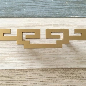 2" 2.75" Brushed Brass Greek Key Drawer Pulls Oriental Kitchen Handles ...