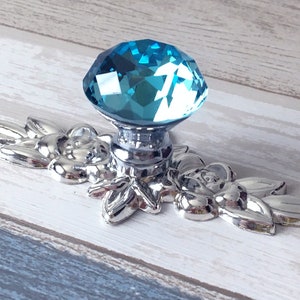 Blue Knob Glass Drawer Pull Crystal Handle Pull Knobs Rhinestone ...