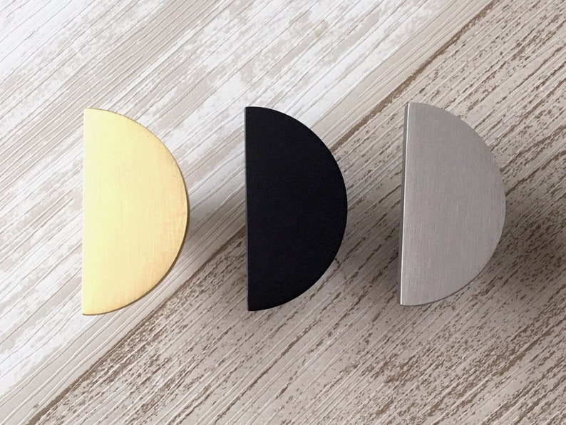 Gold Knob Half Moon Brass Drawer Knob Half Circle Knobs - Etsy