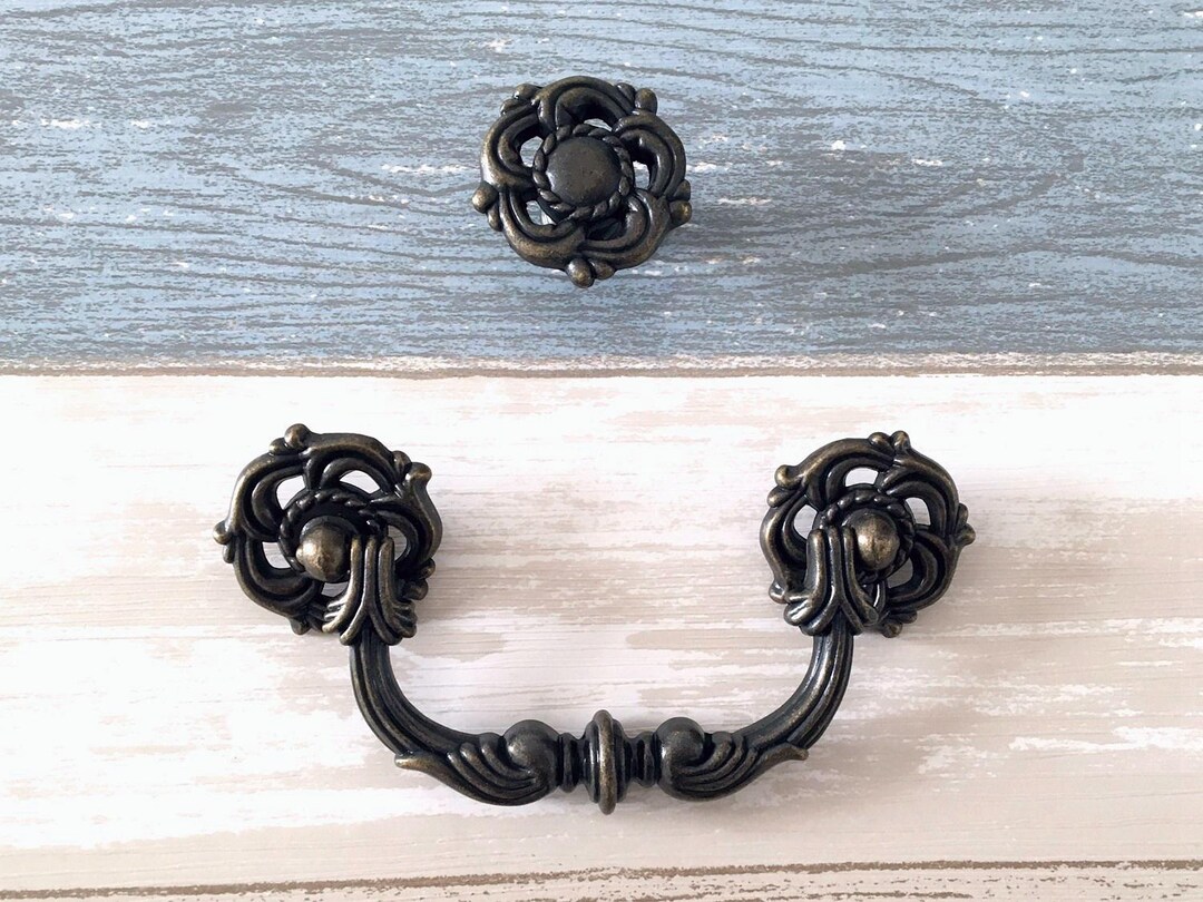 3 1/2" Vintage Style Drawer Pull Handle Dark Antique Bronze Drop Bail ...