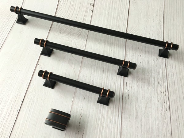 Black Copper Cabinet Handles Pulls Drawer Pull Handles Dresser | Etsy