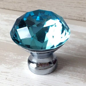 Blue Knob Glass Drawer Pull Crystal Handle Pull Knobs Rhinestone ...
