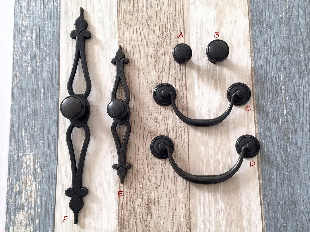 Vintage Style Drawer Pulls Handle Knob Back Plate Antique Black Bronze ...
