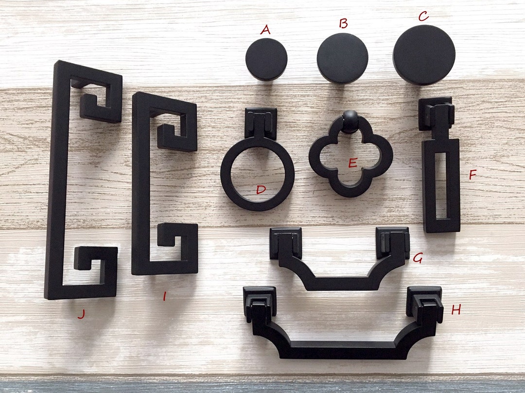 2.5 3.75 5 Black Cabinet Pulls Handles Matte Black Greek Key Pull Bail ...