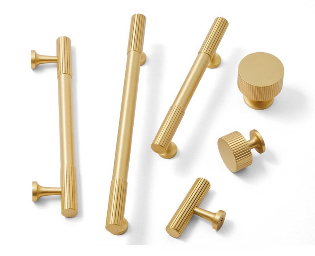 Brass Cabinet Pull Knurled Brass Solid Cabinet Pulls Knobs Notched ...