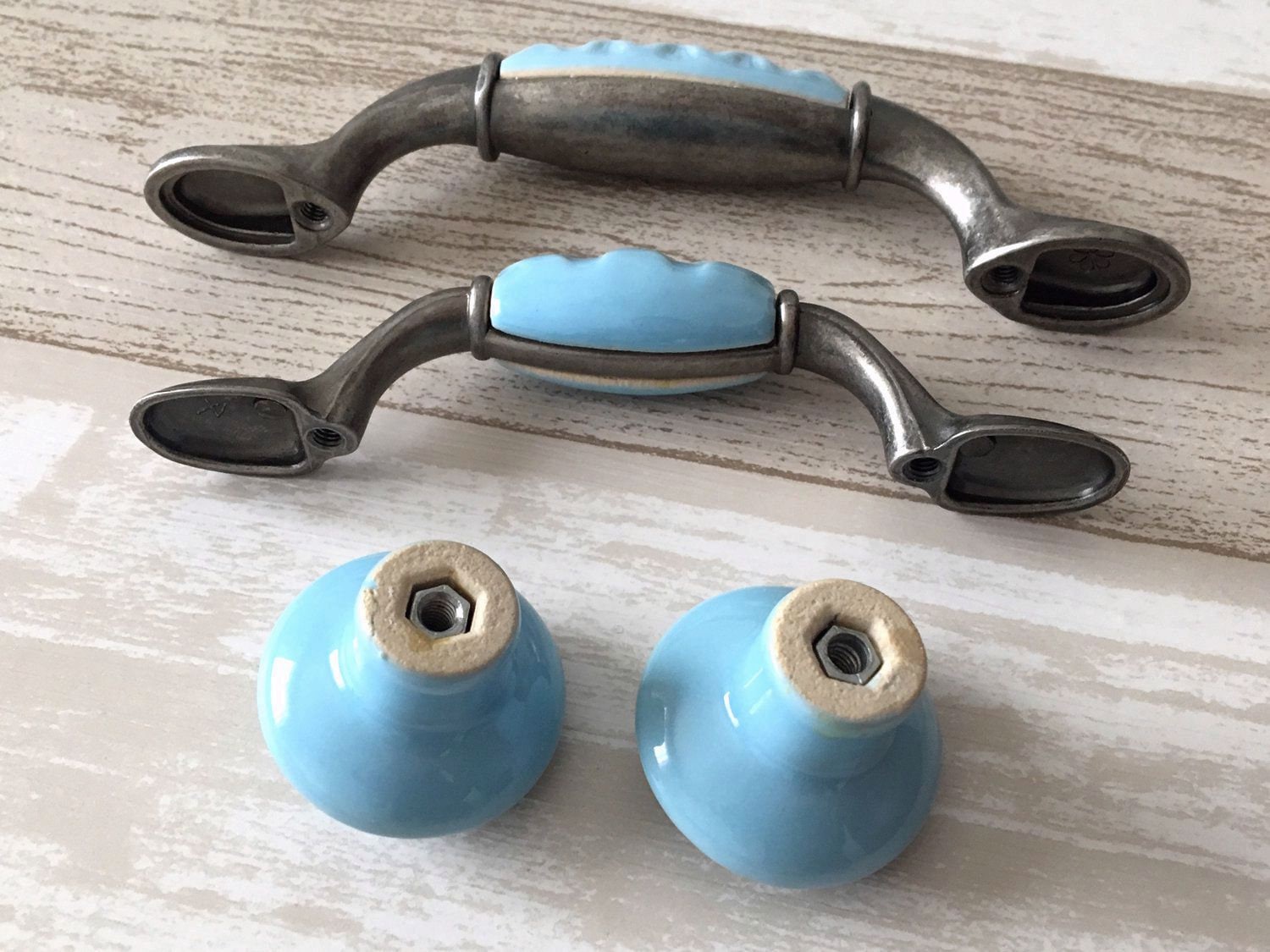 3 3.75 Blue Cabinet Pull Handles Porcelain Drawer - Etsy