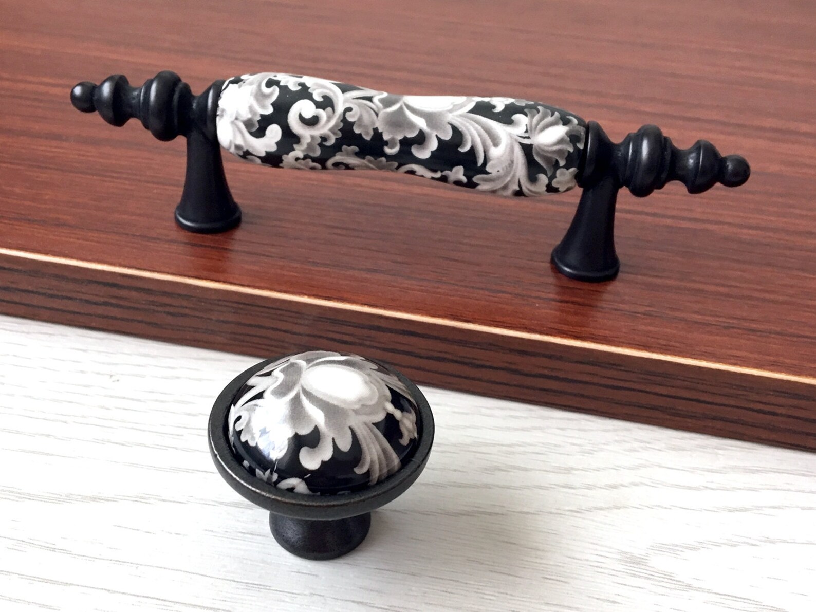 3 Ceramic Cabinet Pull Handles Blossom Drawer Pulls - Etsy