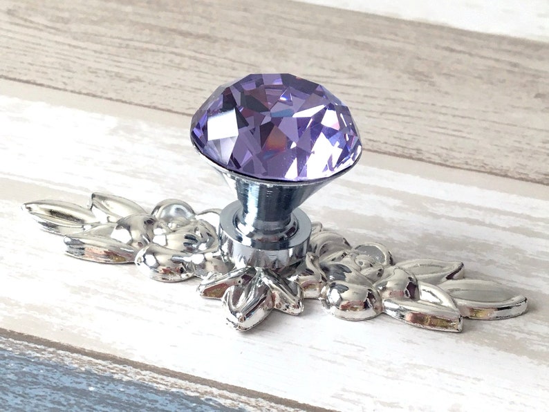 Purple Knob Glass Drawer Pull Crystal Handle Pull Knobs | Etsy