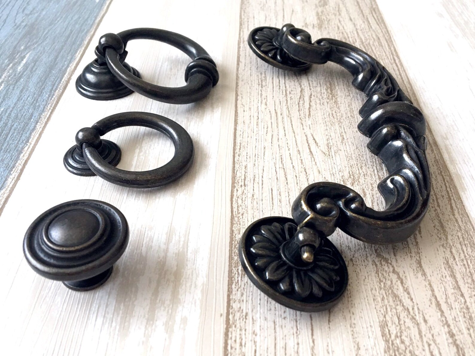 6 Vintage Style Bail Drawer Pull Handle Dark Antique | Etsy