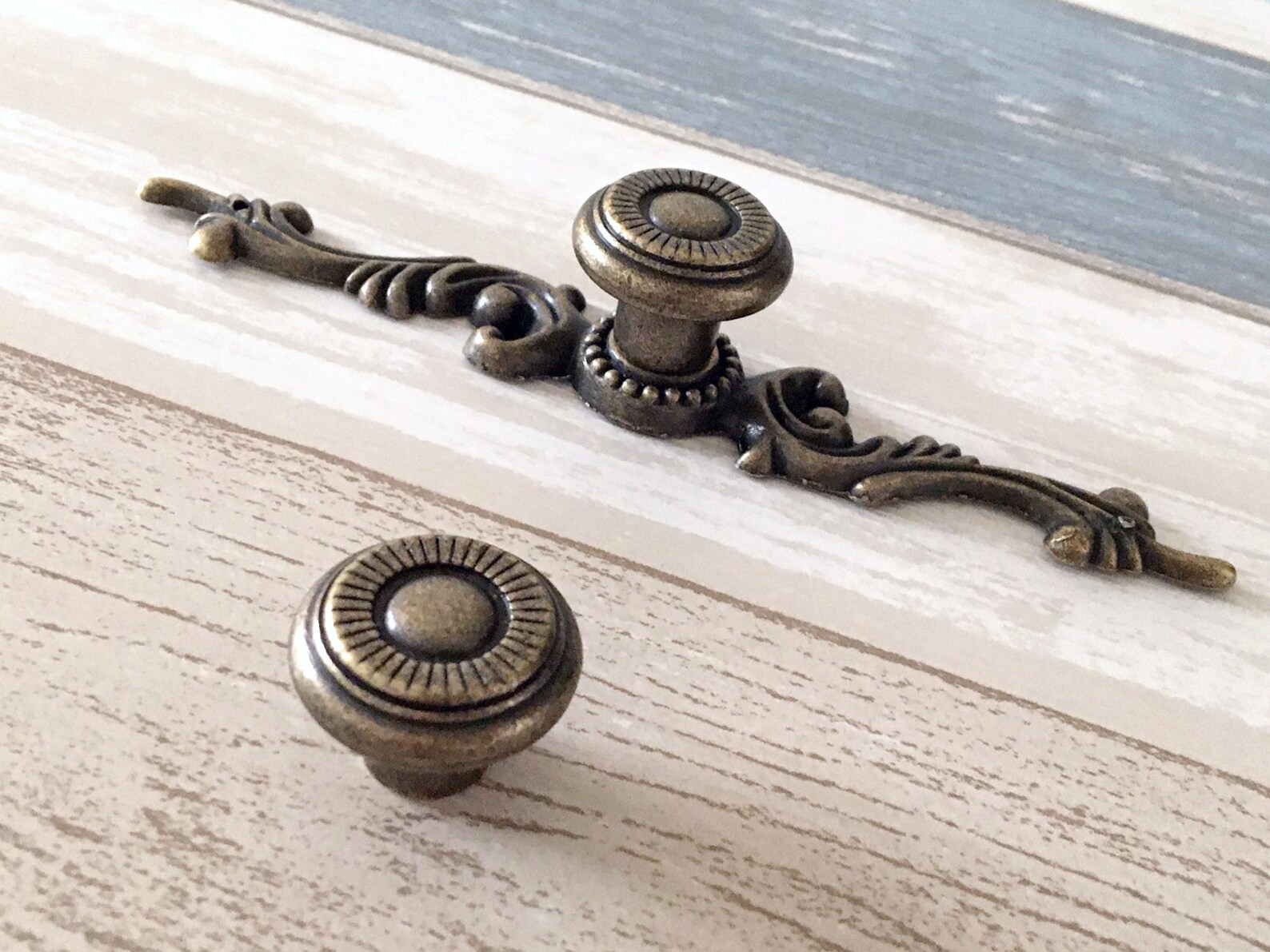 Vintage Look Drawer Pull Knob Back Plate Drawer Pulls - Etsy