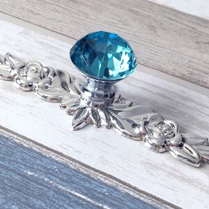 Blue Knob Glass Drawer Pull Crystal Handle Pull Knobs Rhinestone ...