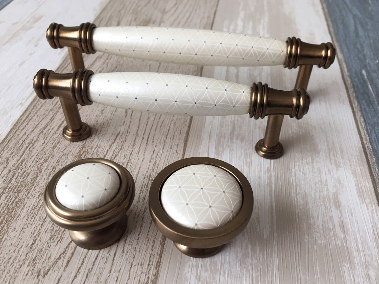 3.75 5 Cream Cabinet Pull Handles Drawer Pulls | Etsy