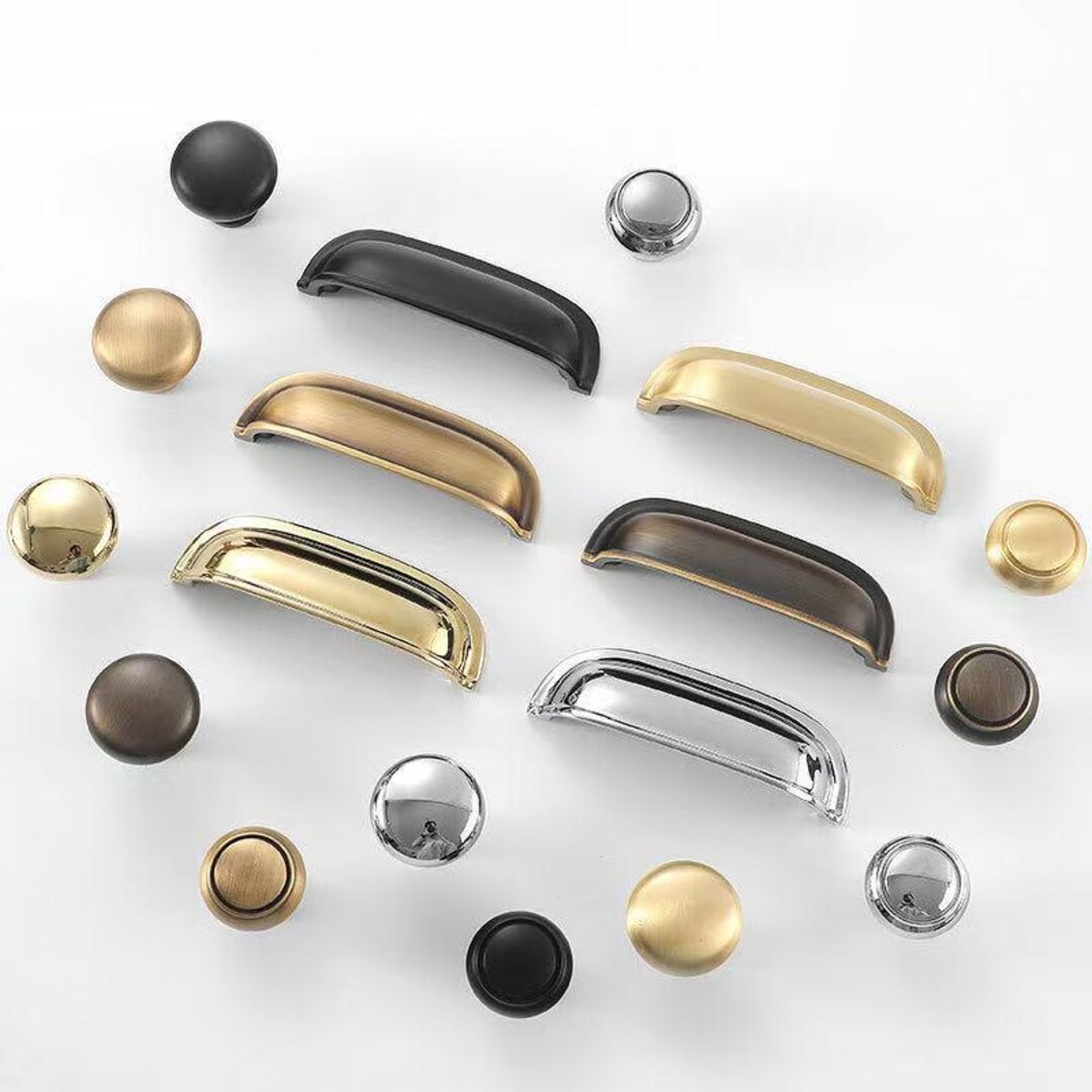 3 Classic Cup Bin Dresser Drawer Pull Modern Cabinet Handle Round ...