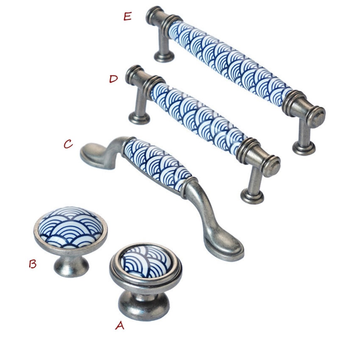 3.75 5 Cabinet Pull Handle Dresser Knobs Drawer Knob Pulls Pewter Blue ...