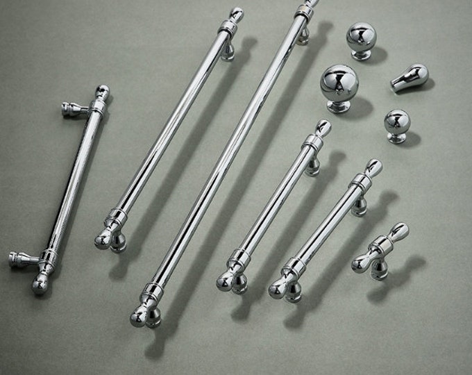 Brass Polished Chrome Large Cabinet Pulls Silver Drawer Dresser Knobs ...
