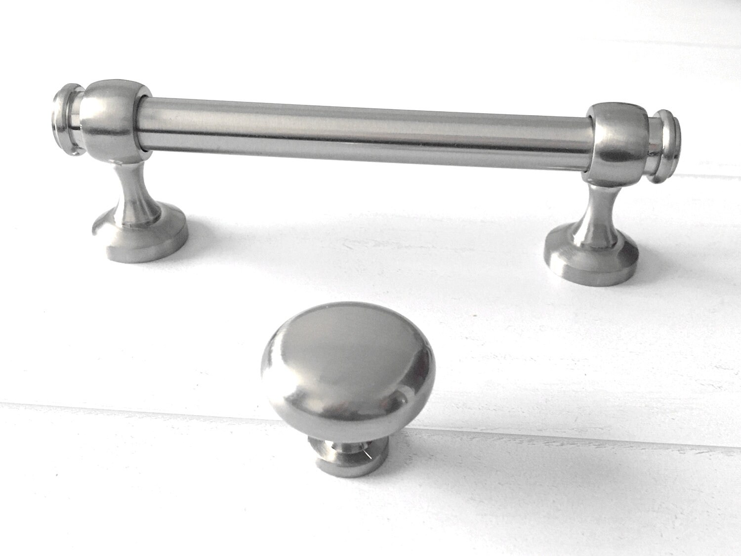 4 1/4 4 1/2 Brushed Nickel Cabinet Handles Pulls | Etsy