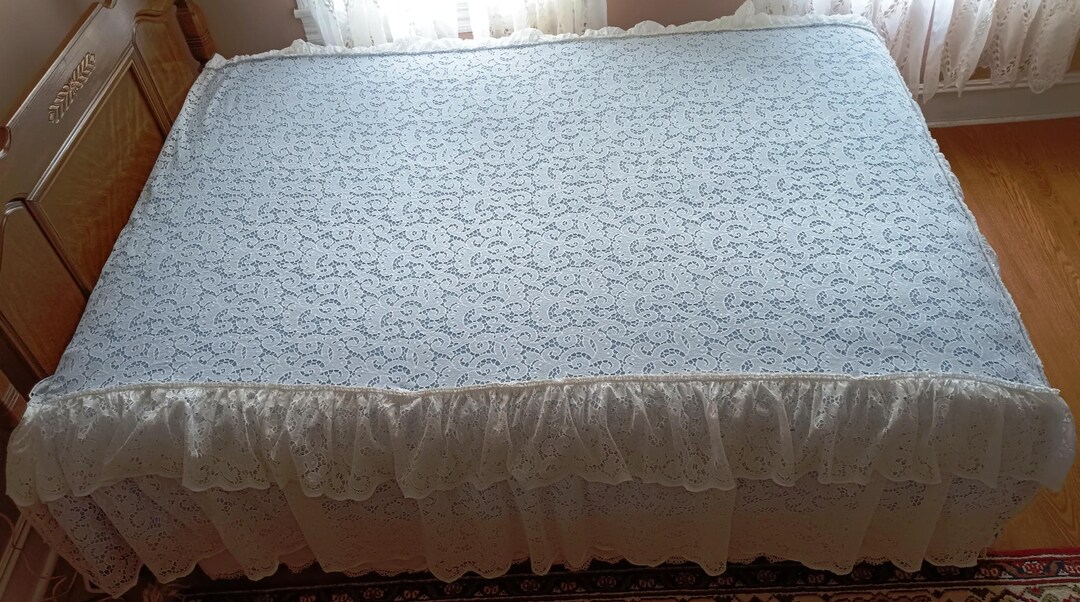 Vintage White Lace Bedspread Full Size Bed Ol Chateau 100%cotton ...