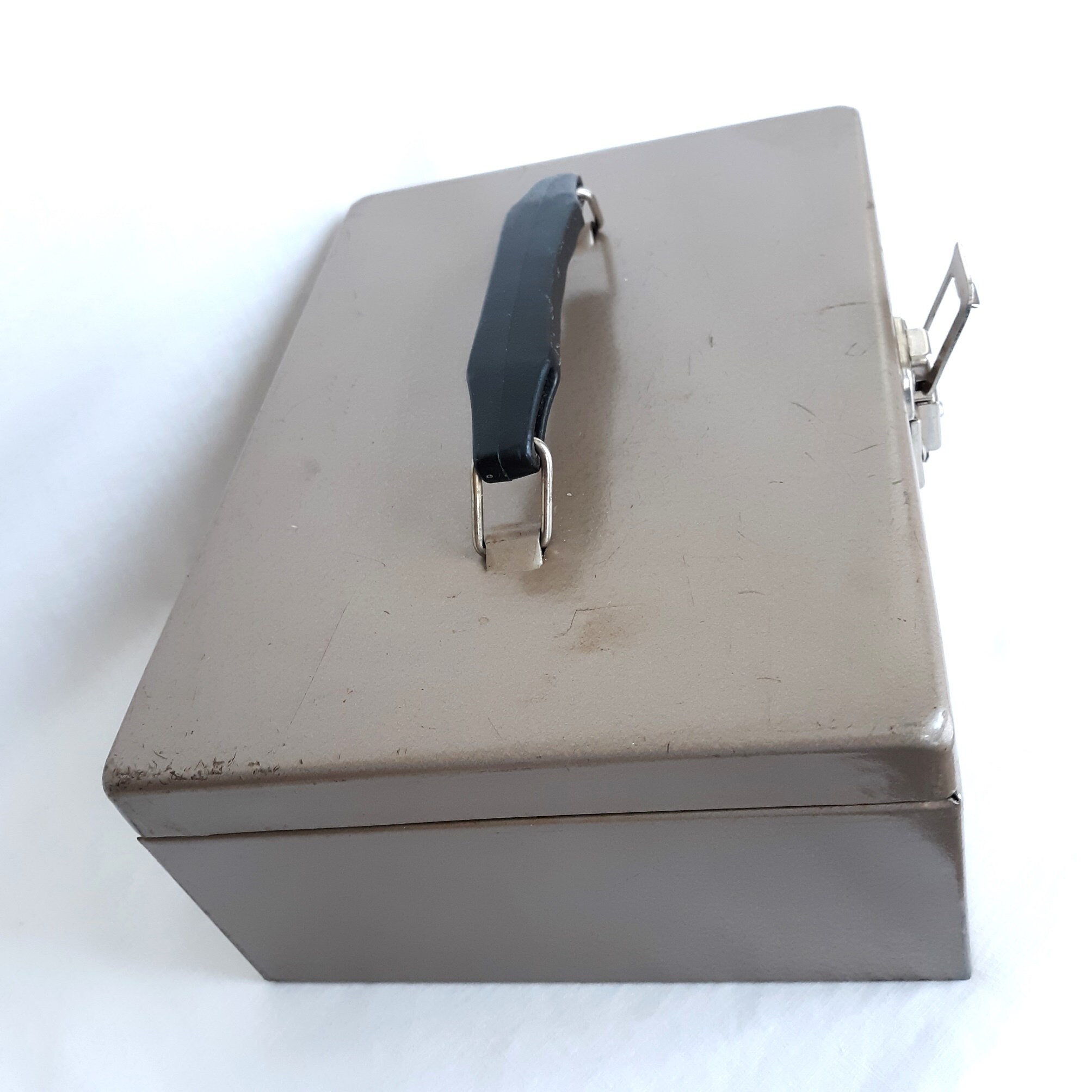 Vintage Tan Metal Toolbox Tackle Box Industrial Rectangle | Etsy