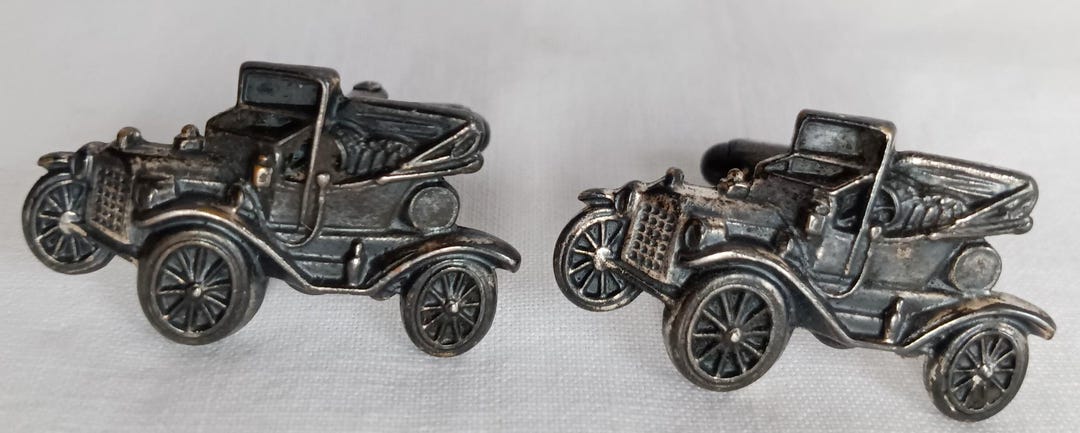 Vintage Car Shaped Cufflinks Ford Model T Silver Tone Finish Men Shirt ...