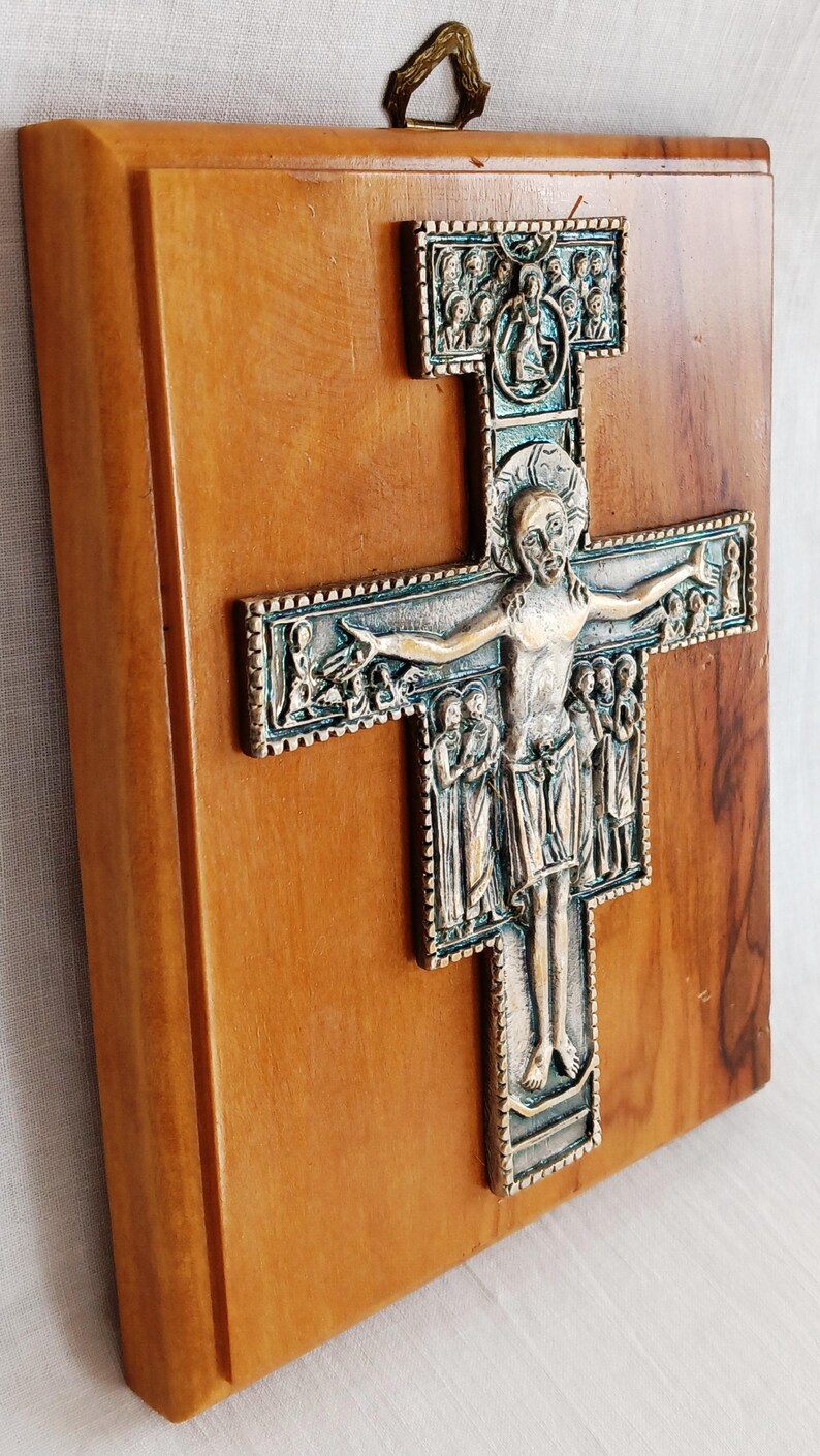 Vintage Small Solid Wood Plaque Sterling Silver Bronze Reproduction San ...